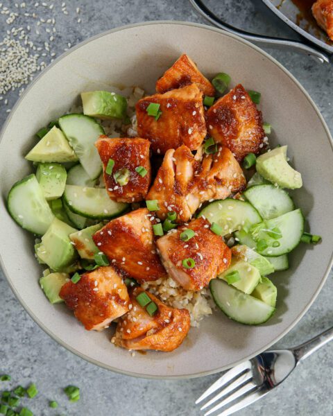 Honey-Garlic Salmon Bowls ⋆ Star Infinite Food